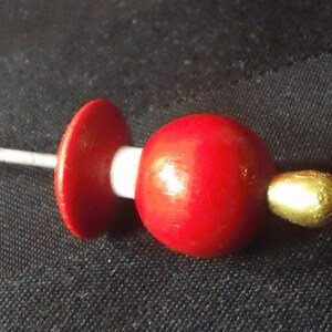 Vintage Red and White Beaded Hat Pin Retro Handmade Long Stick Pin ...