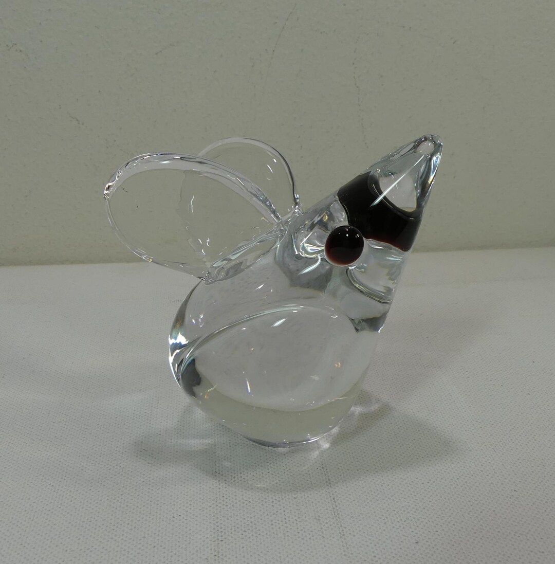 Vintage Art Glass Crystal Clear Mouse Figurine Paperweight ~ FM ...