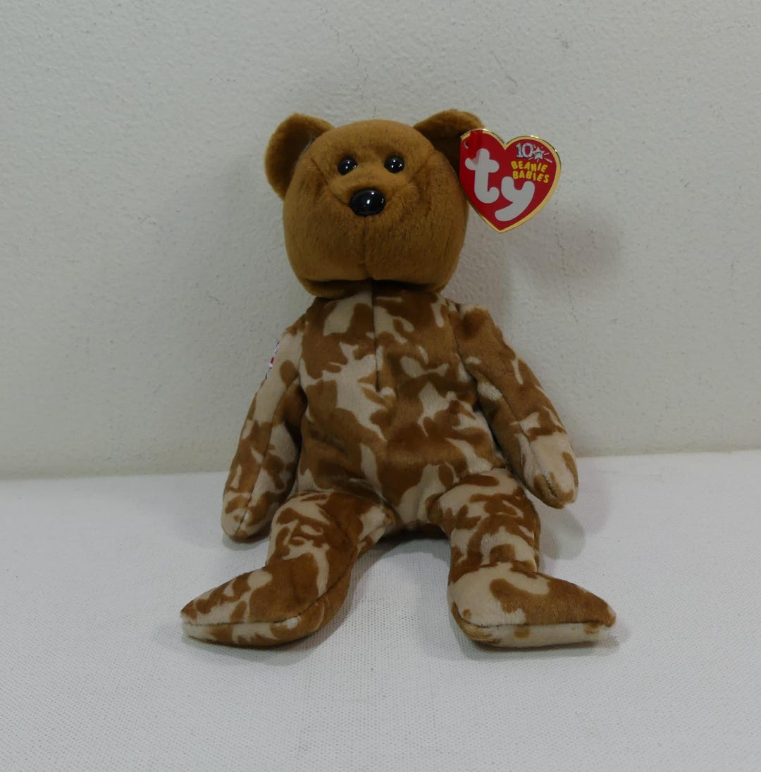 HERO (UK) ~ Ty Beanie Babies Plush USO Military Bear #40013 ~ Vintage ...