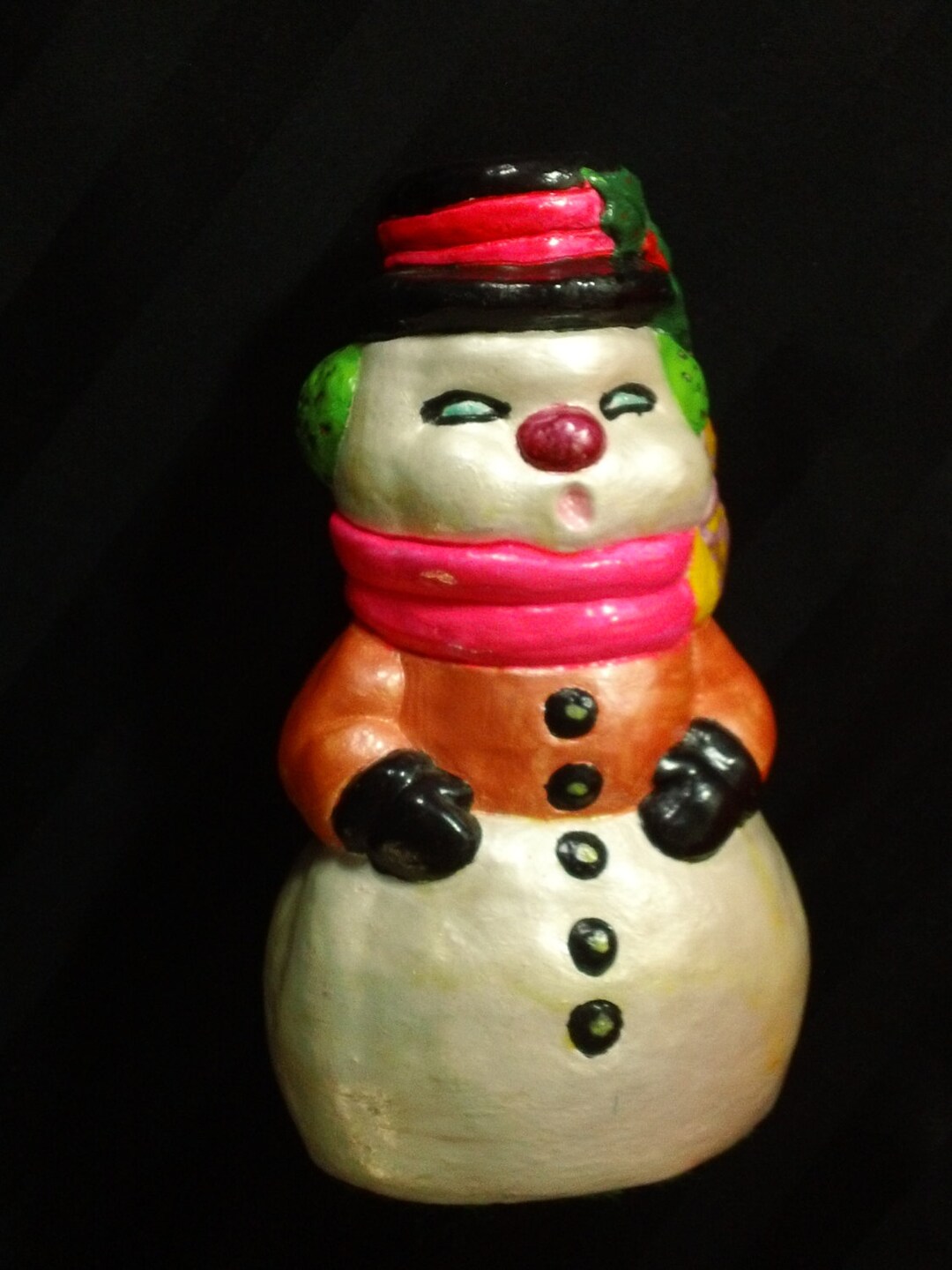 Vintage Psychedelic Frosty the Snowman Figure Retro Handpainted Holiday ...