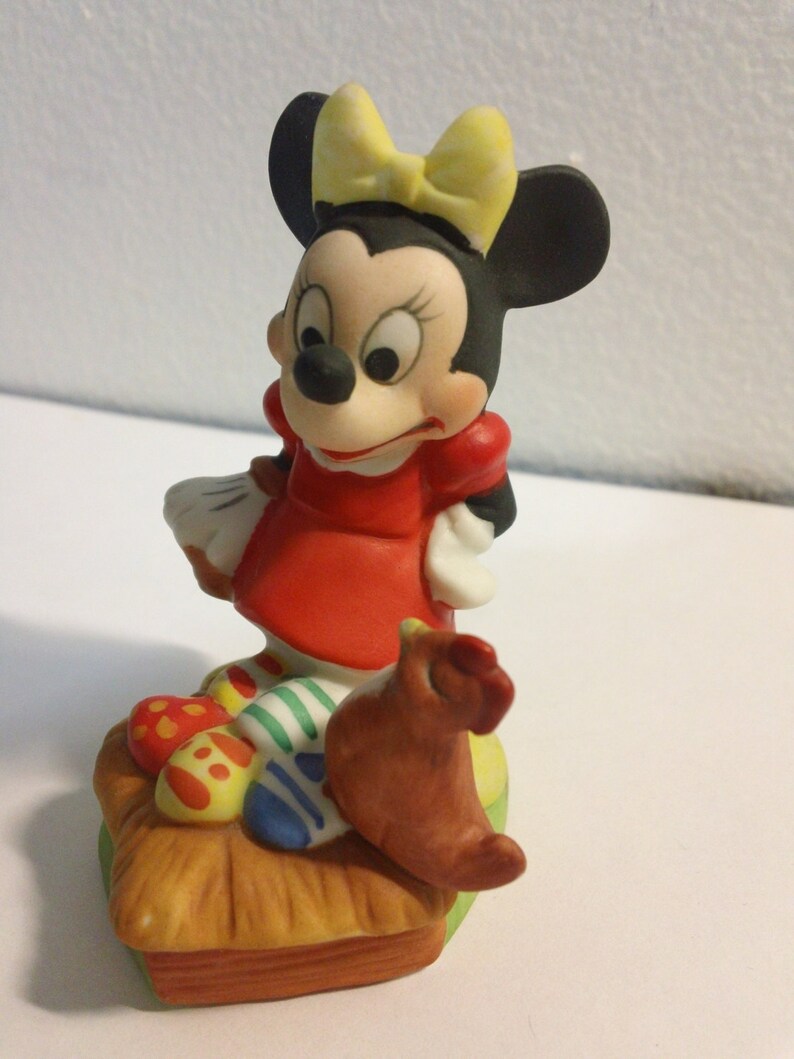Vintage Minnie Mouse with chicken & eggs ceramic figurine | Etsy