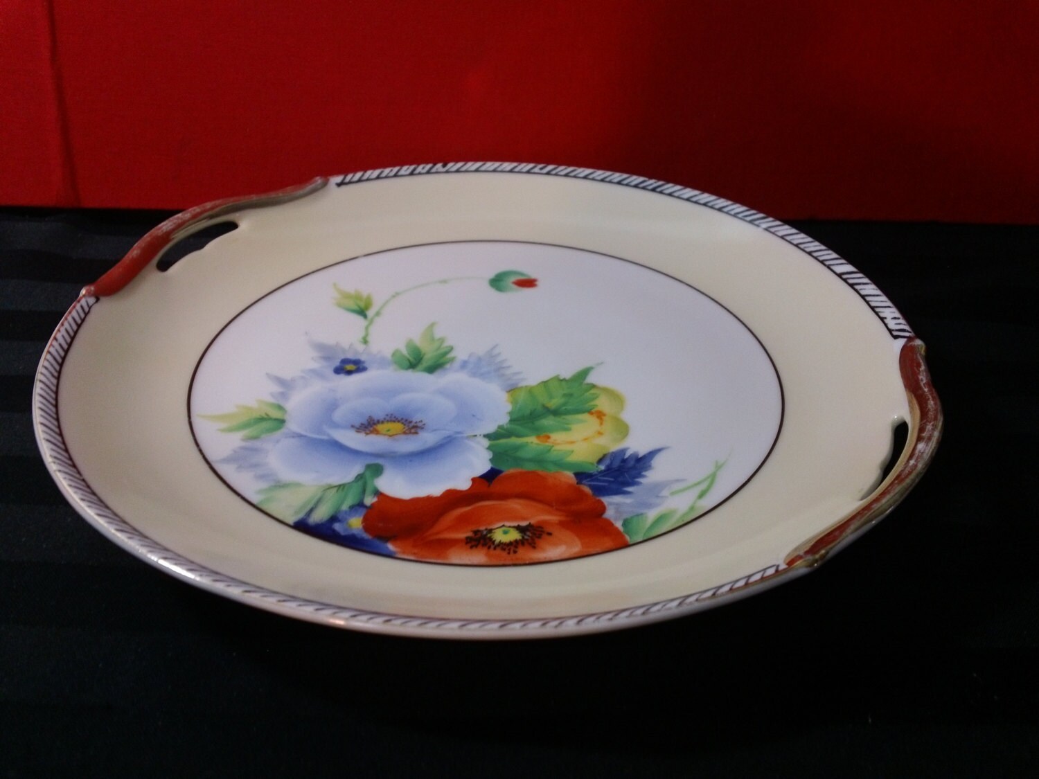 Vintage Noritake China Hand-Painted Poppy floral pattern Plate | Etsy