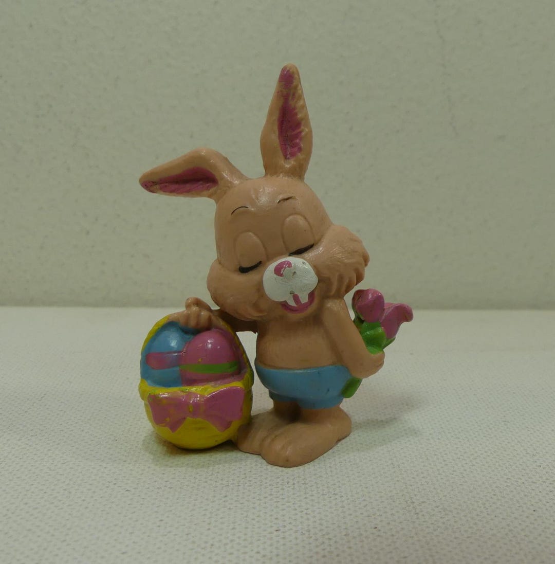 1979 W. Berrie Easter Buddies Bunny Rabbit With Egg Basket PVC Toy ...