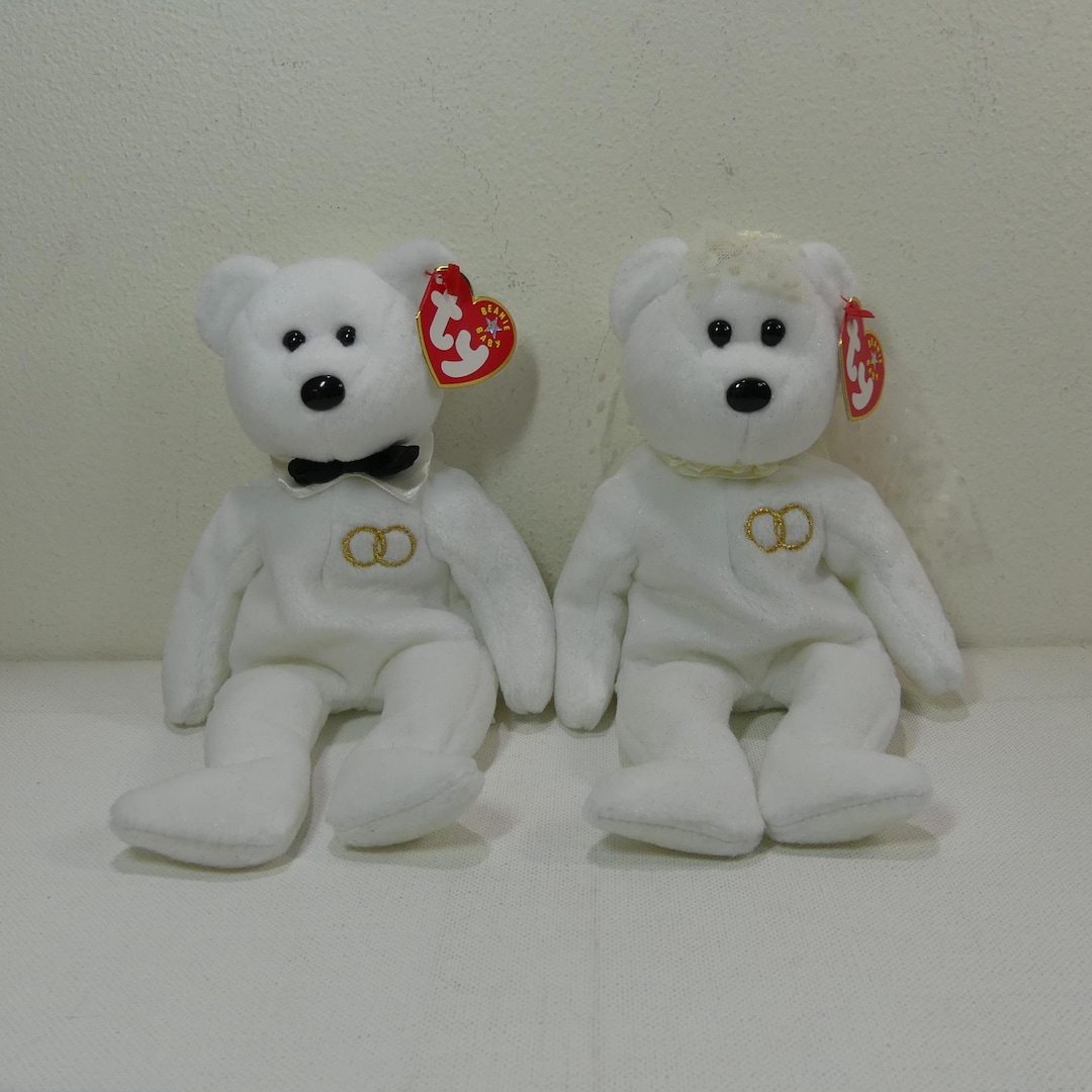Mr. and Mrs. ~ Ty Beanie Babies Plush Bride & Groom Wedding Bears #4363 ...