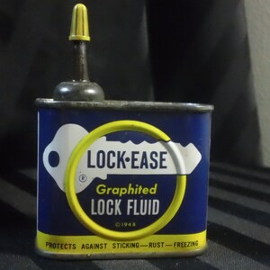 Vintage Advertising Lock-ease Graphited Lock Fluid 4 Oz. Tin Litho Oil ...