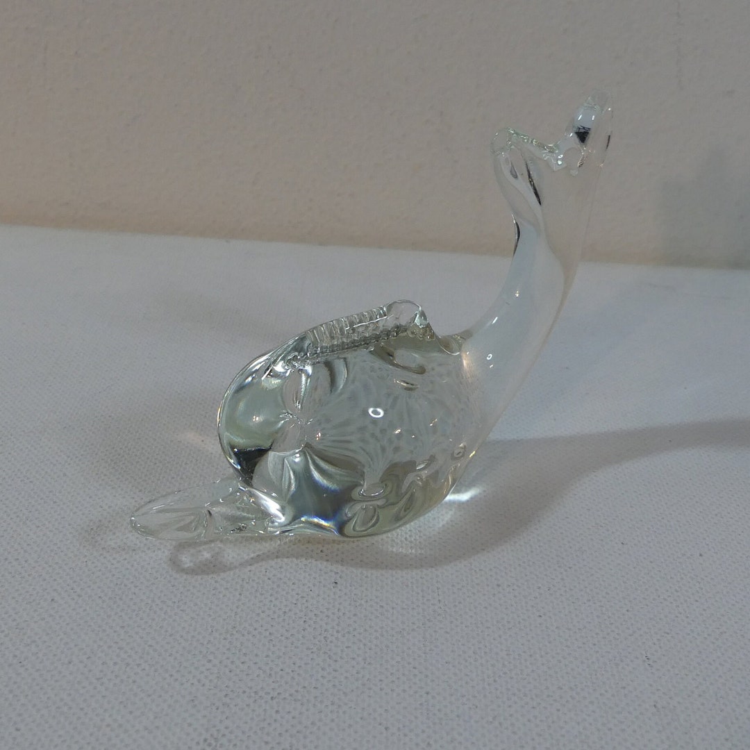 Vintage Crystal Clear Art Glass Dolphin or Porpoise Figurine ...