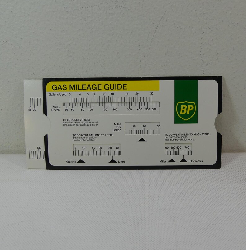 Vintage 90s BP Oil Gas Mileage Guide Slide Chart - Etsy