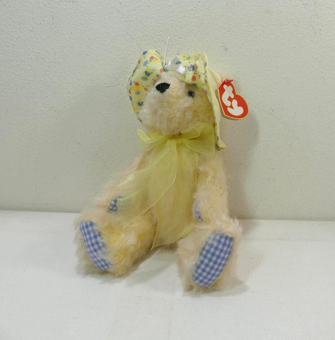 Emma ~ Ty Attic Treasures Collection Jointed Yellow Teddy Bear Wearing ...
