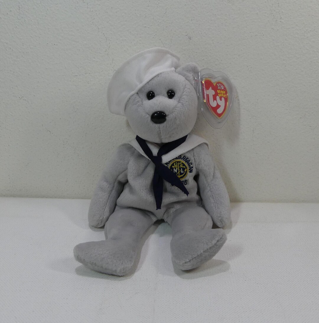 Ronnie ~ Ty Beanie Babies Plush U.S.S. Ronald Reagan Sailor Bear #40015 ...