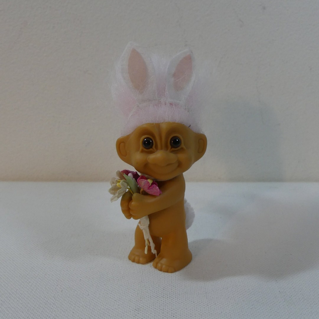 Vintage Russ Easter Bunny Clip on Troll Doll With Pale Pink Hair ...