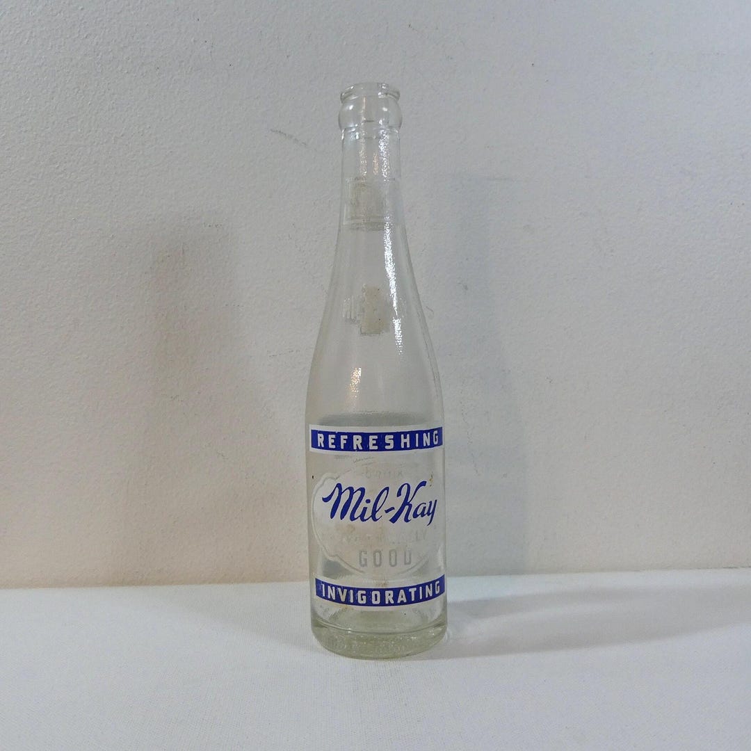 Vintage 50s Mil-kay Citrus Fruit Beverage Clear Glass 10oz. Soda Bottle ...