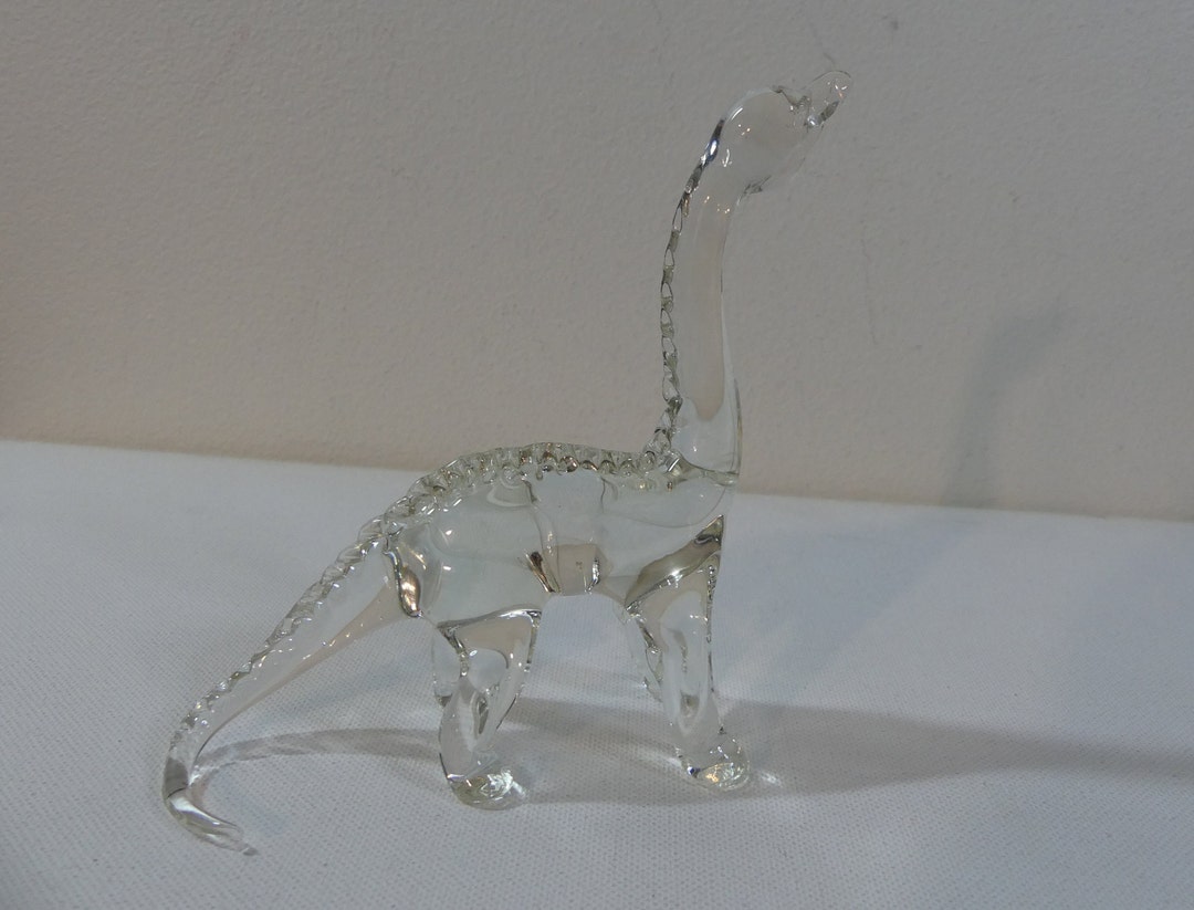 Vintage Brontosaurus Dinosaur Crystal Clear Art Glass Figurine - Etsy