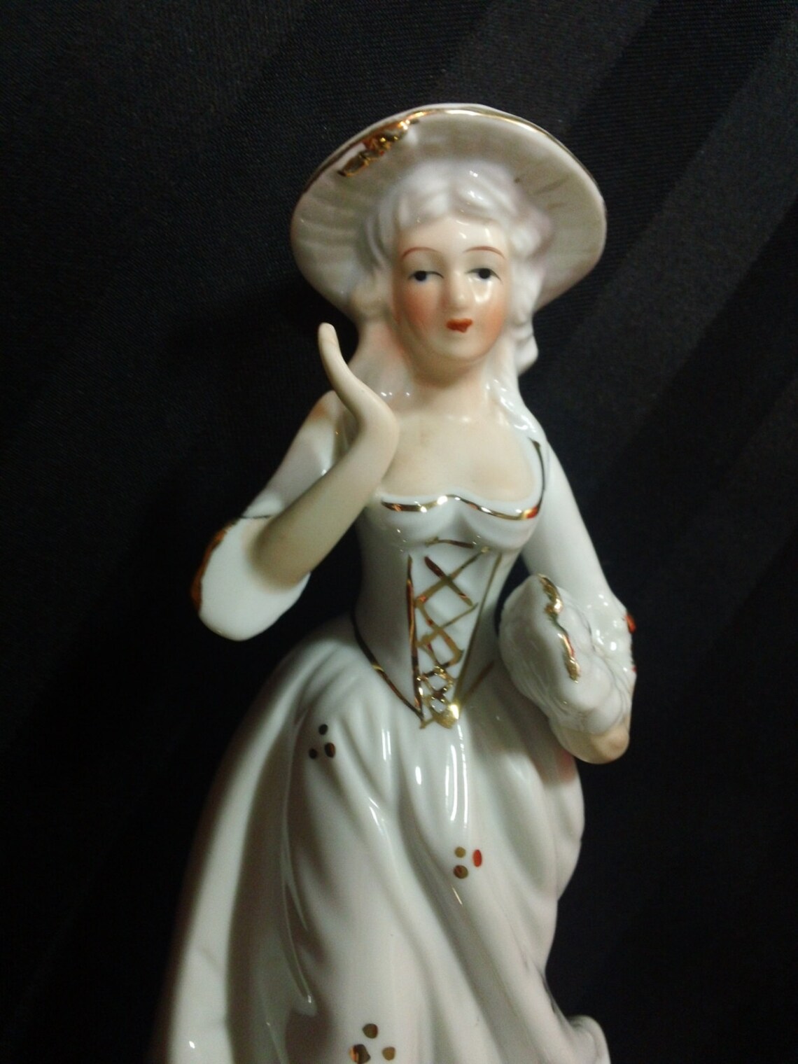 Vintage White Ceramic Colonial Woman With Hand Painted Accents - Etsy