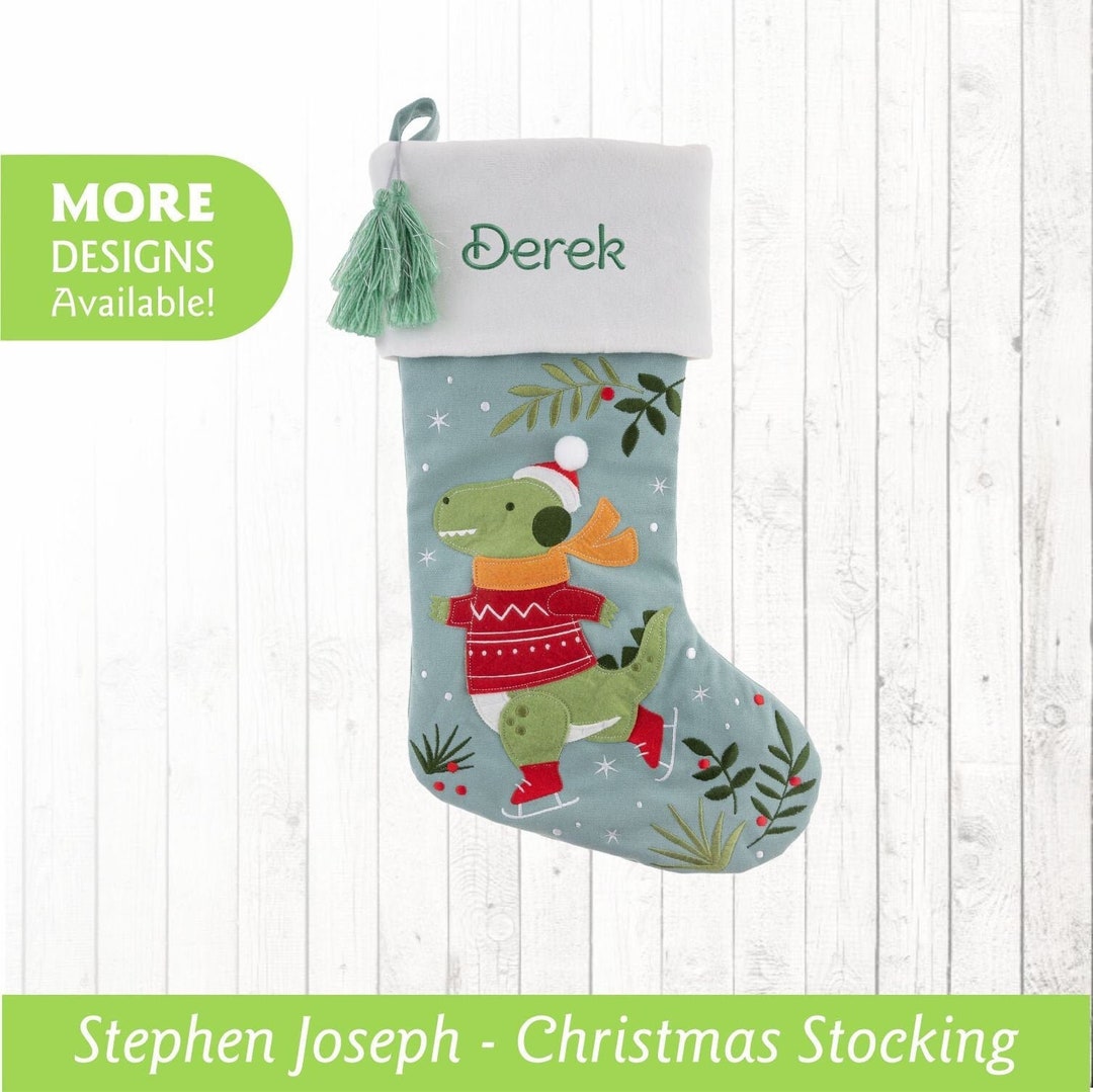 DINOSAUR Christmas Stocking for Kids Personalized With Embroidered Name ...