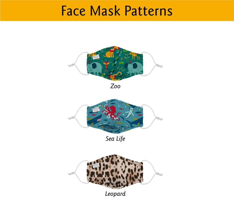 Stephen Joseph Kid's Face Mask: Zoo Animal Print, Adjustable, Washable ...