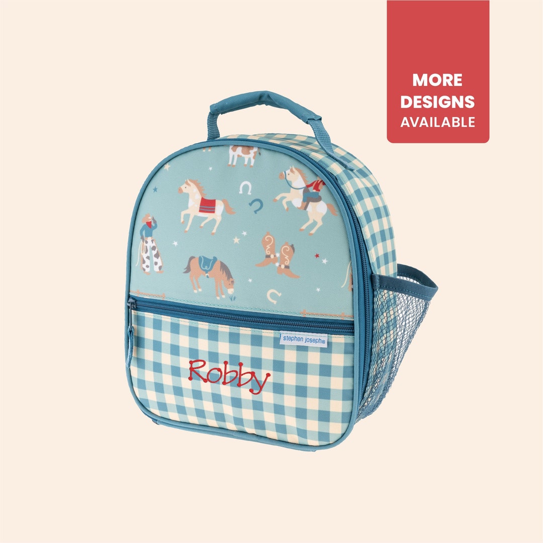 Cowboy Gingham Lunch Box Personalized With Embroidered Name / Optional ...