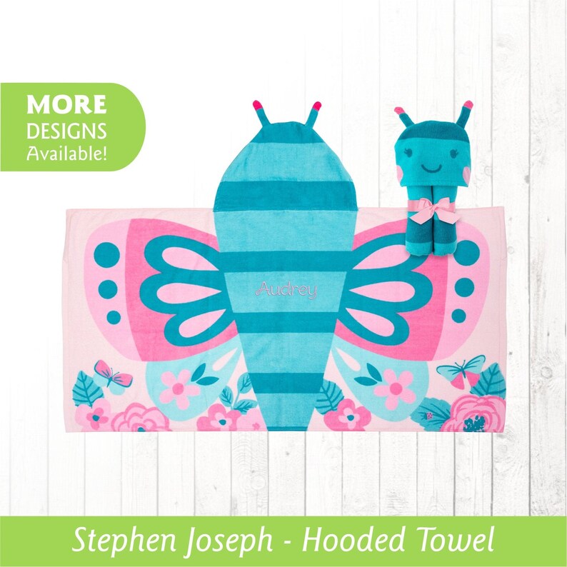Butterfly Hooded Towel Personalized / Stephen Joseph Hooded | Etsy