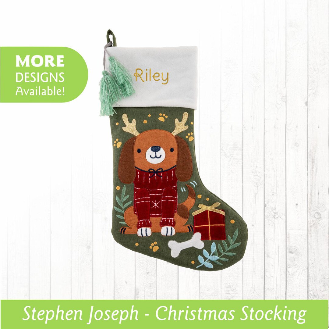 Puppy Dog Christmas Stocking for Kids Personalized With Embroidered ...