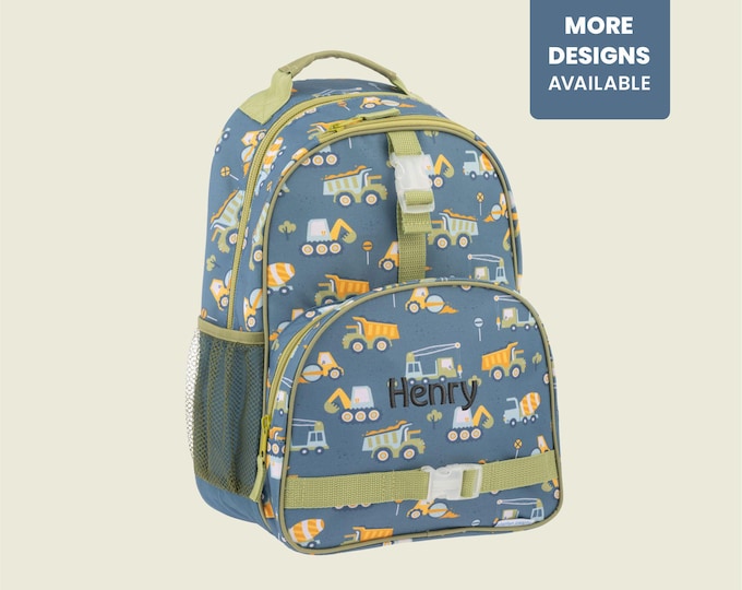 Construction Theme Backpack Personalized With Embroidered Name ...