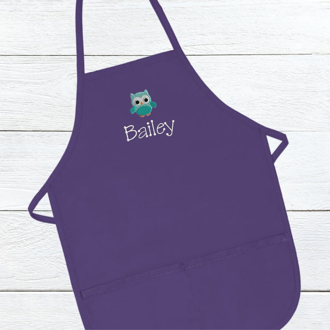 Personalized OWL Apron for Kids / Custom Embroidered Kids Apron With ...