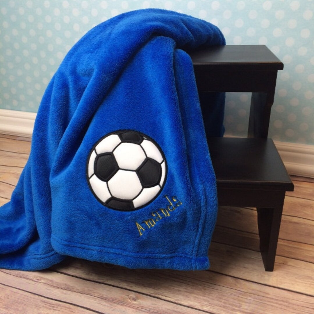 Soccer Ball Blanket Personalized With Name / Applique Sport Blanket ...