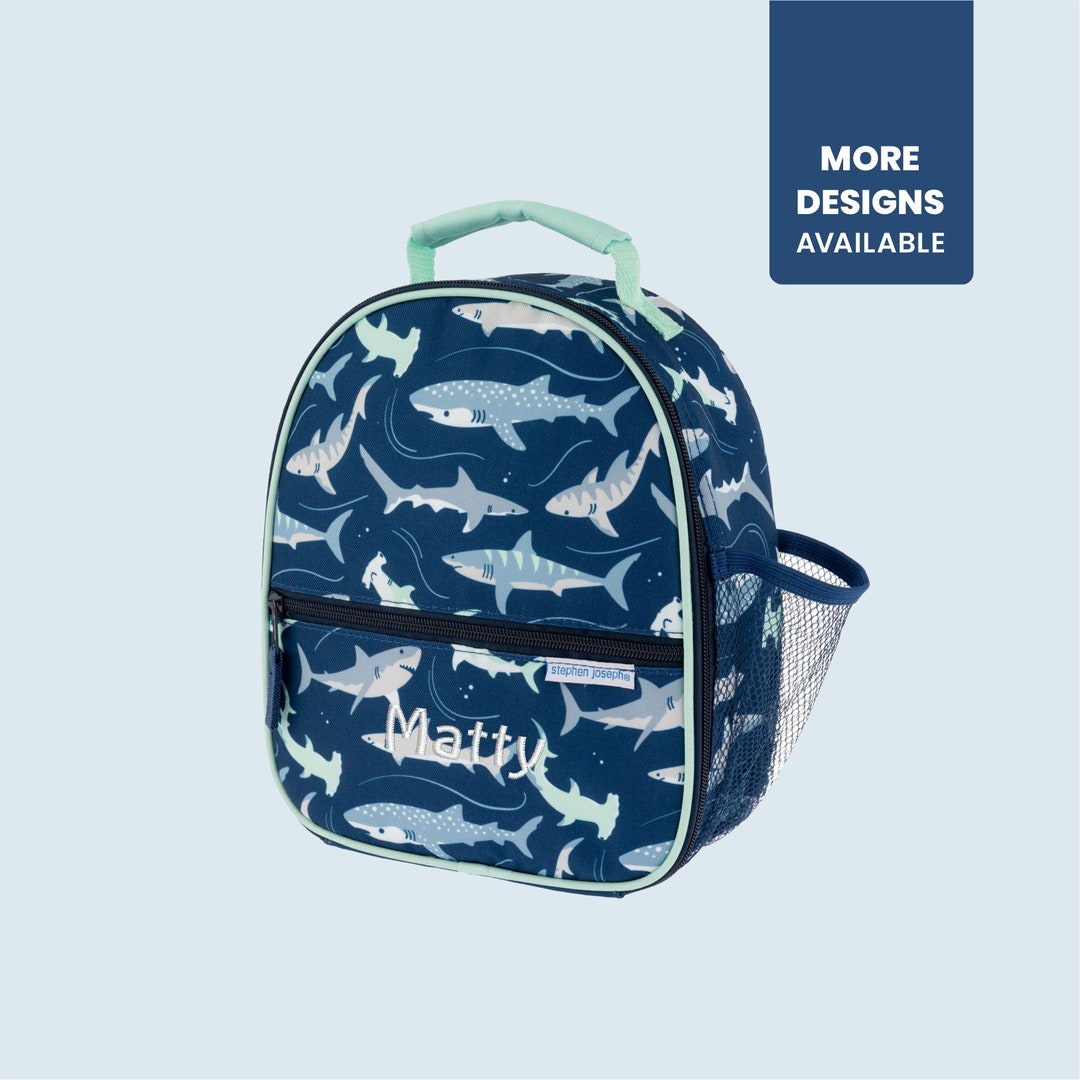 Navy Shark Lunch Box Personalized With Embroidered Name / Optional ...