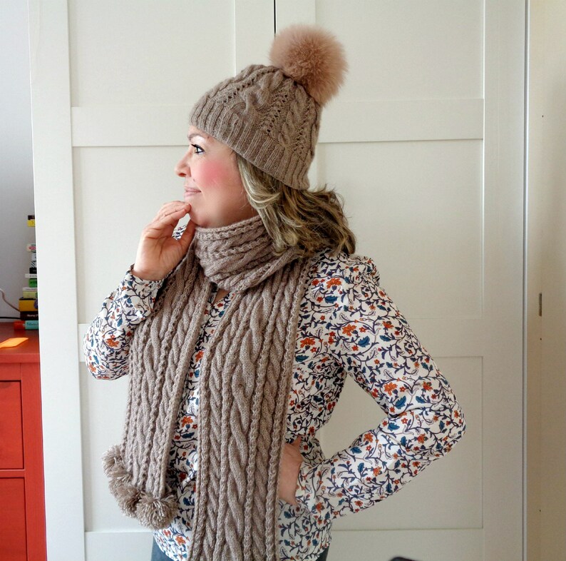 KNITTING PATTERN Scarf Hat Alpine Set Knit Cables Scarf and - Etsy