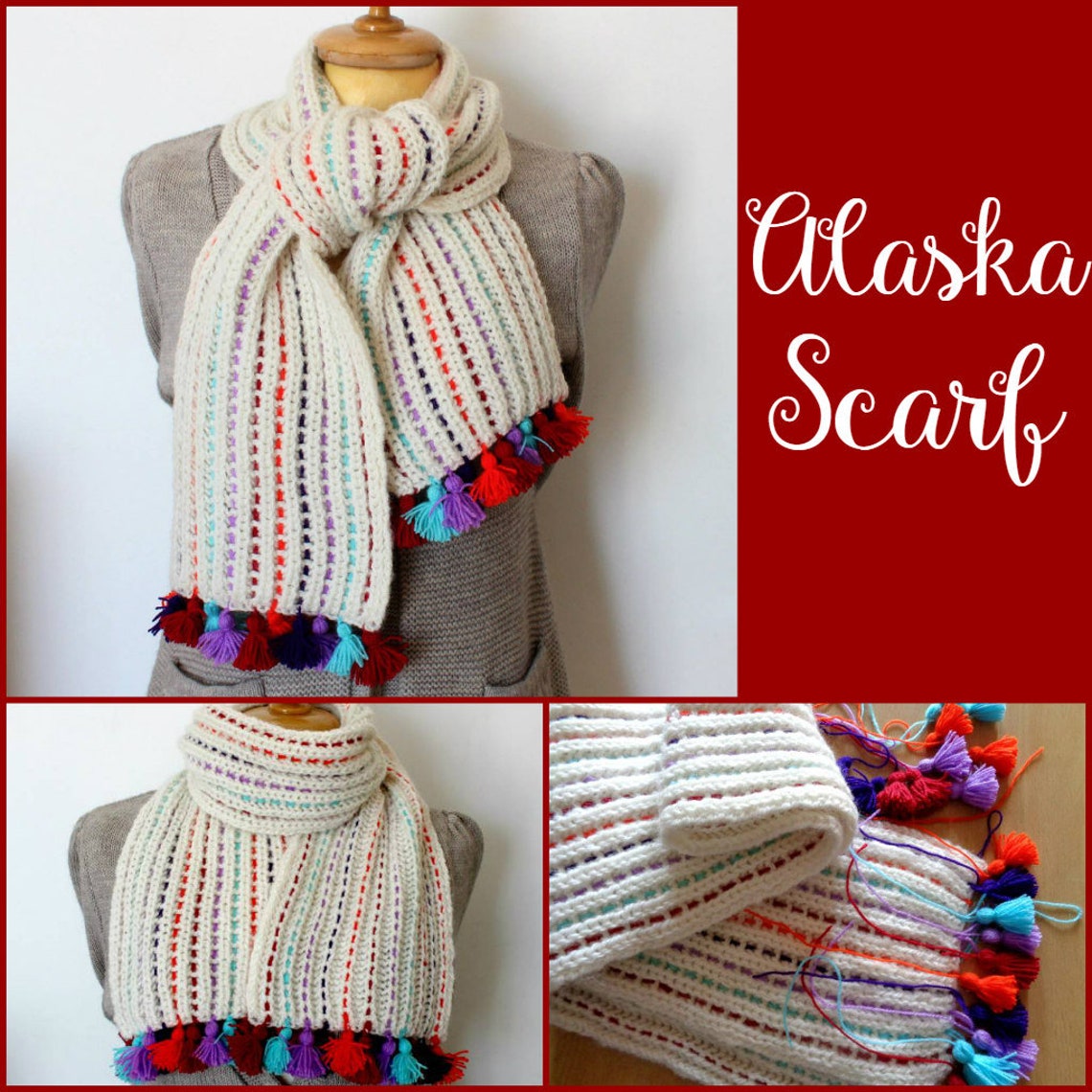 KNITTING PATTERN SCARF - Alaska Scarf Cowl Pattern With Tassels ...