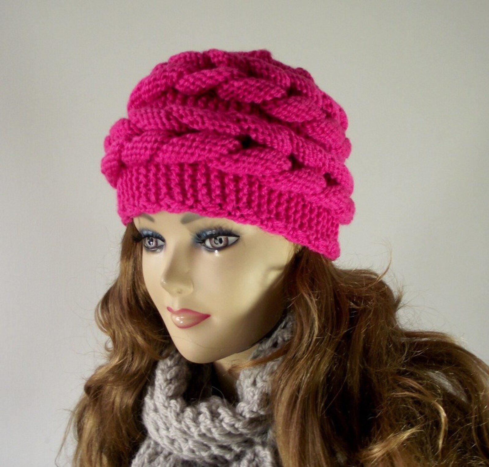 KNITTING HAT PATTERN Braid Hat - Aralenna Hat - Winter Chunky Knitted ...
