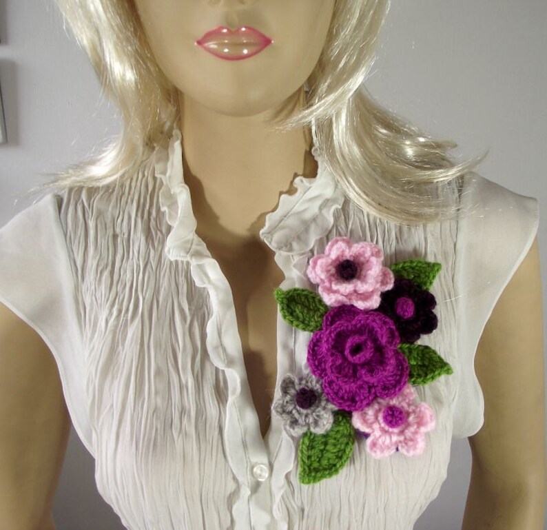 CROCHET PATTERN Flowers Pin Bouquet Flower Brooch Pin Pdf Pattern ...