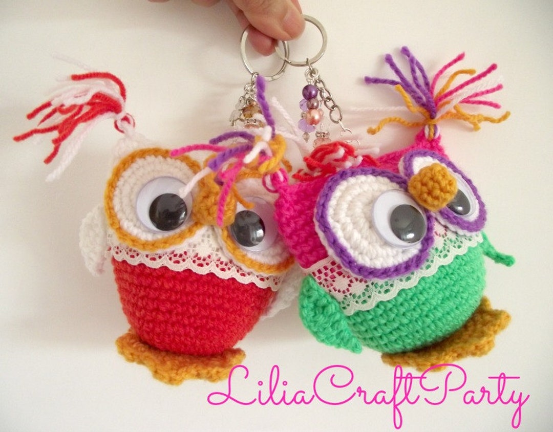 Crochet Pattern OWL Keychain AMIGURUMI Crocheted Owls Toy Pdf Pattern ...