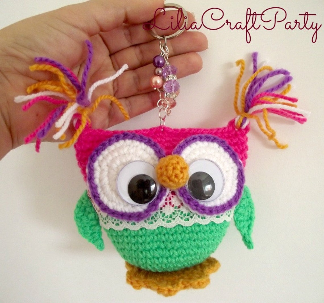 Crochet Pattern OWL Keychain AMIGURUMI Crocheted Owls Toy Pdf - Etsy