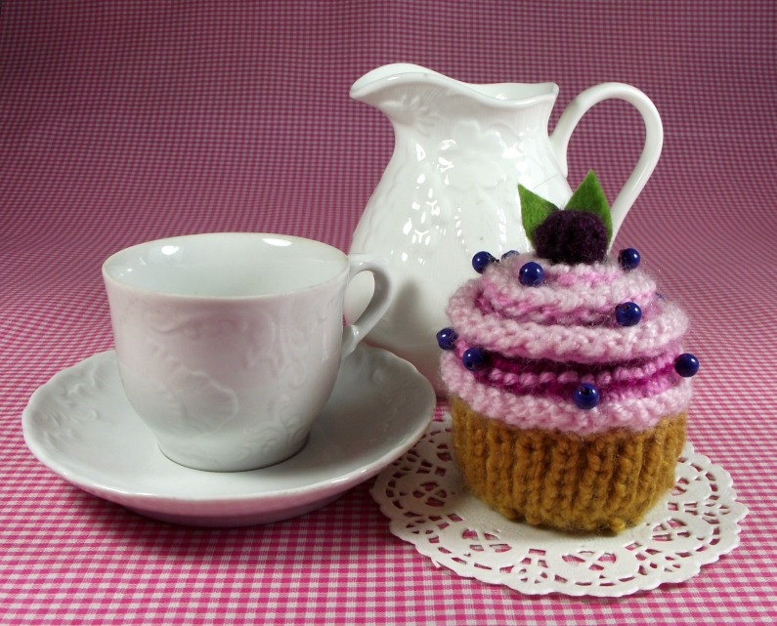 KNITTING PATTERN PINCUSHION Cupcake Knit Crochet Dessert Amigurumi Food ...