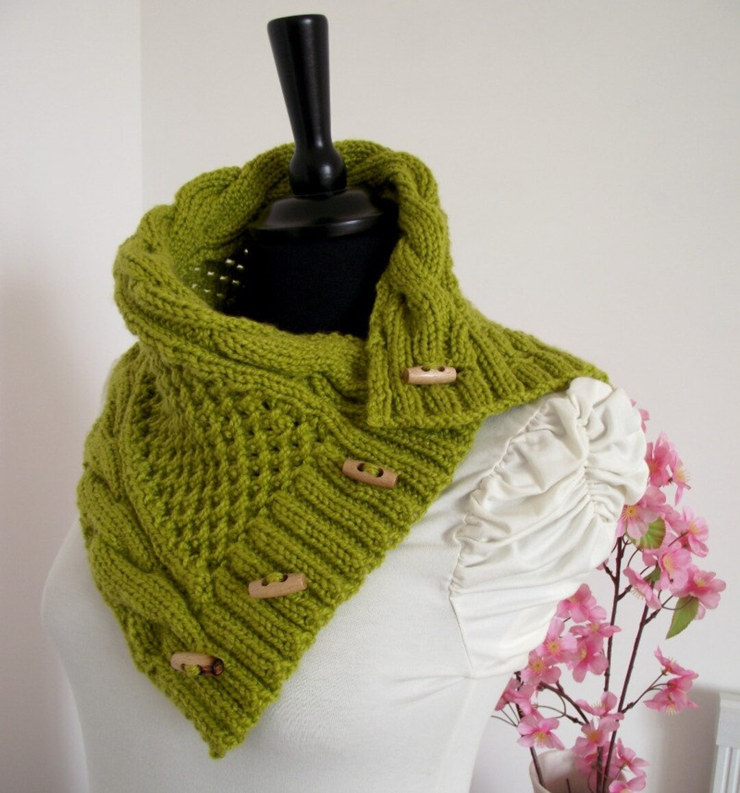 KNITTING COWL PATTERN Alice Cowl Pattern - Scarf Cowl With Buttons Pdf ...
