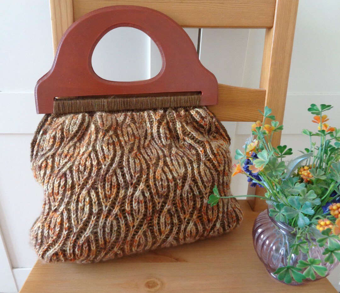 KNITTING BAG PATTERN Margot Bag Brioche Handbag Knit Bag Woman Bag Wood ...
