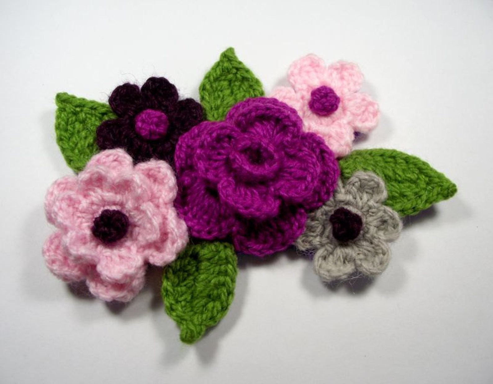 CROCHET PATTERN Flowers Pin Bouquet Flower Brooch Pin Pdf Pattern ...