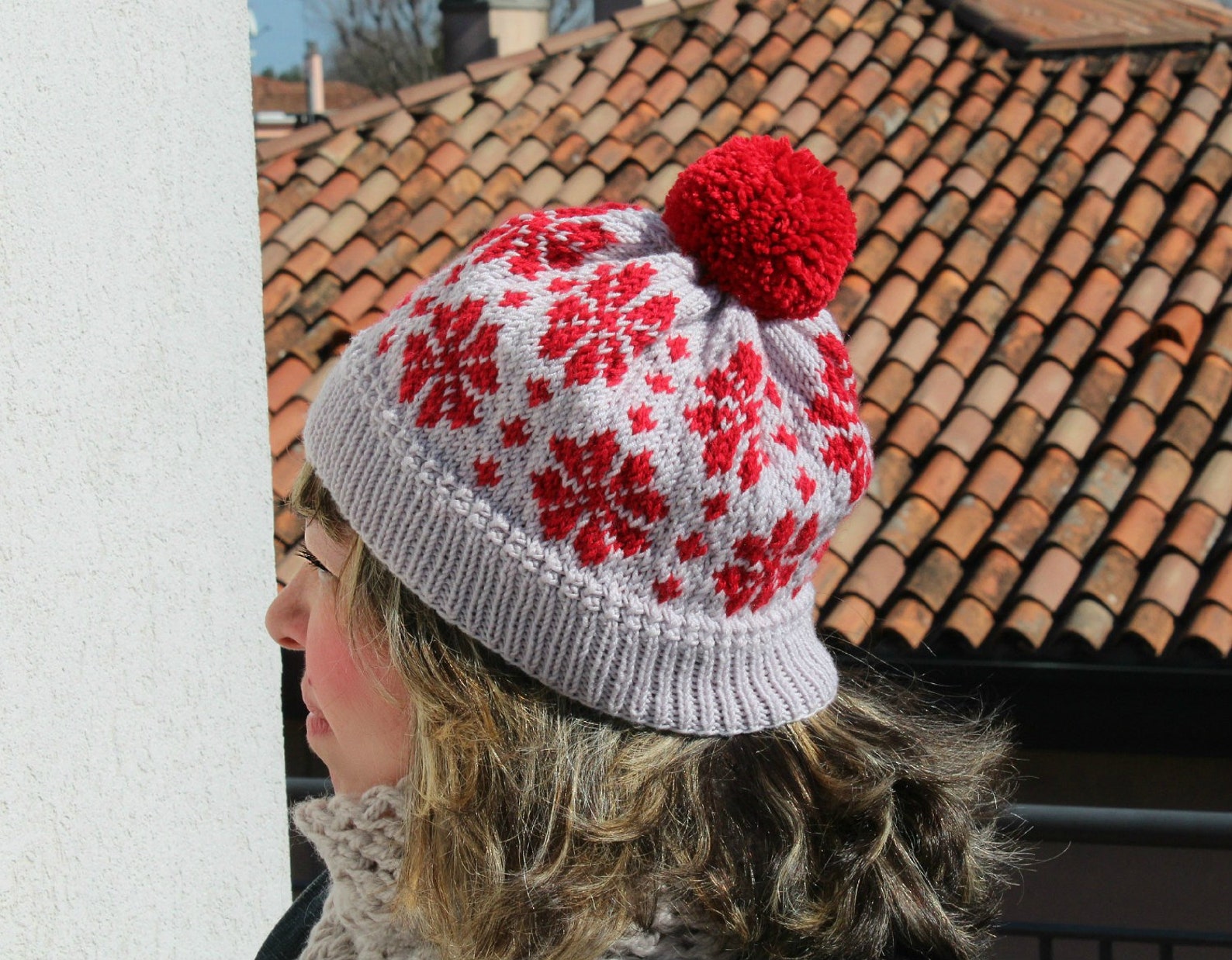 KNITTING HAT PATTERN Cosmos Flowers Hat Women Knitting Hat Fair Isle ...