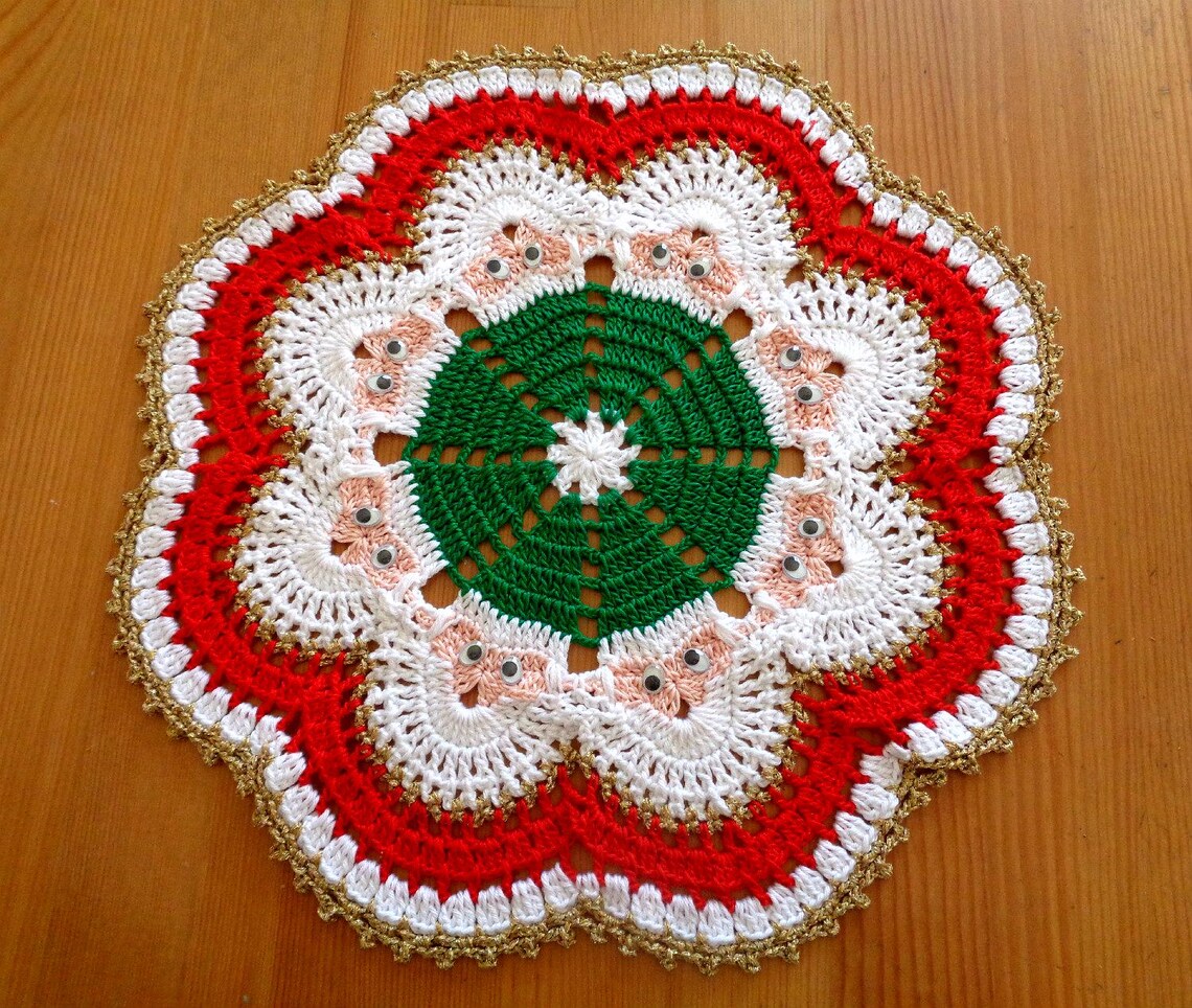 Christmas Doily Crochet Pattern Funny Santa Claus Doily Crochet Pattern ...