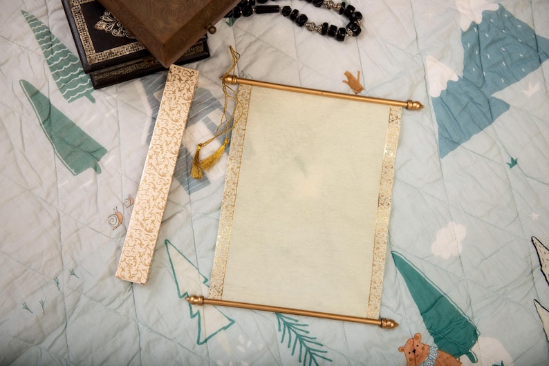 Scroll Wedding Invitation, Royal Ivory, Vintage Persian Design, Cream ...