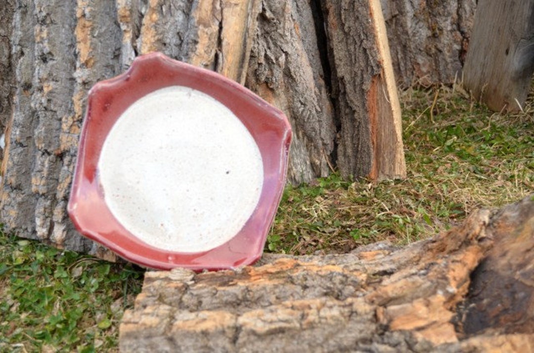 Red and Pearl Asymmetrical Plate - Etsy