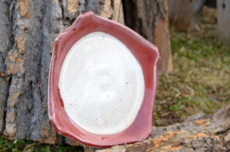 Red and Pearl Asymmetrical Plate - Etsy