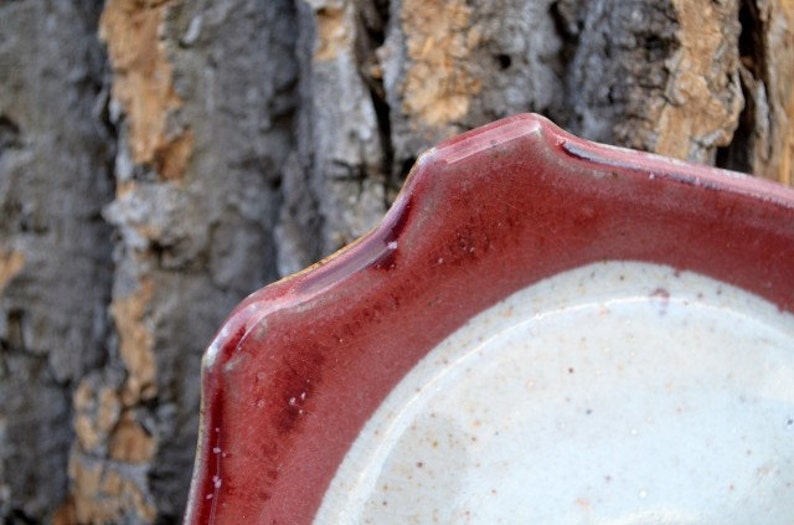 Red and Pearl Asymmetrical Plate - Etsy
