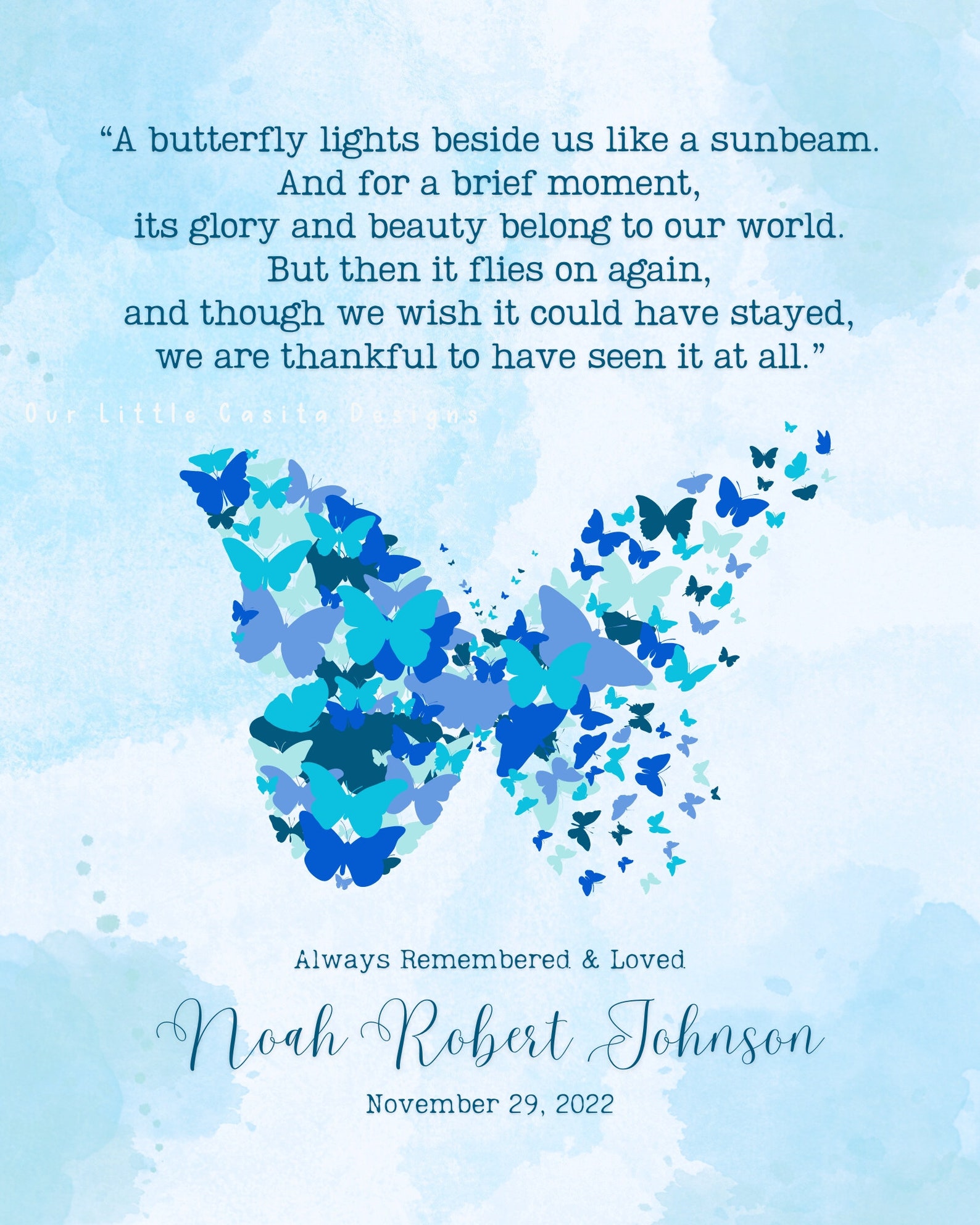 Butterfly Remembrance Quote 8x10 Digital Download, Personalized ...