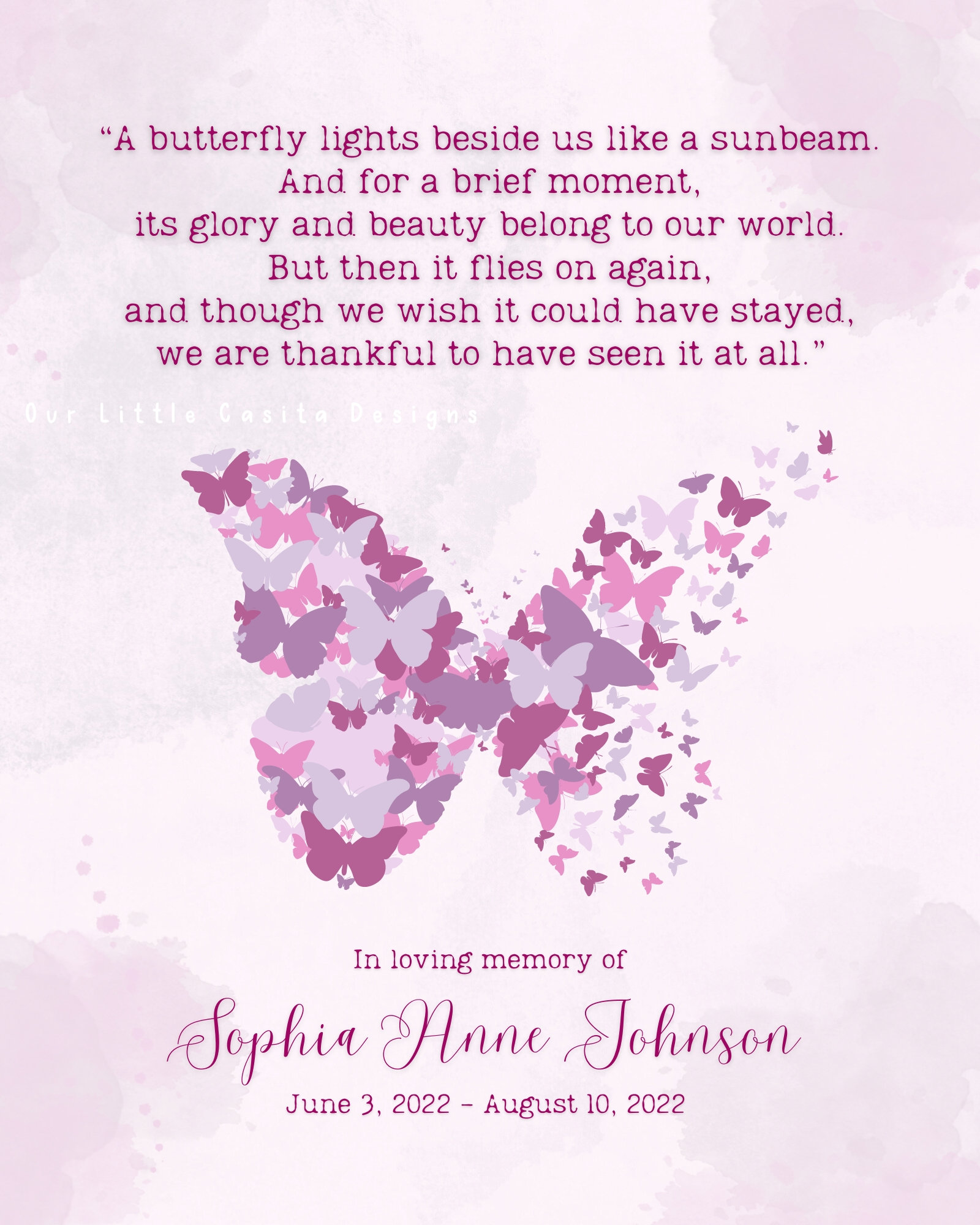 Butterfly Remembrance Quote 8x10 Digital Download, Personalized ...