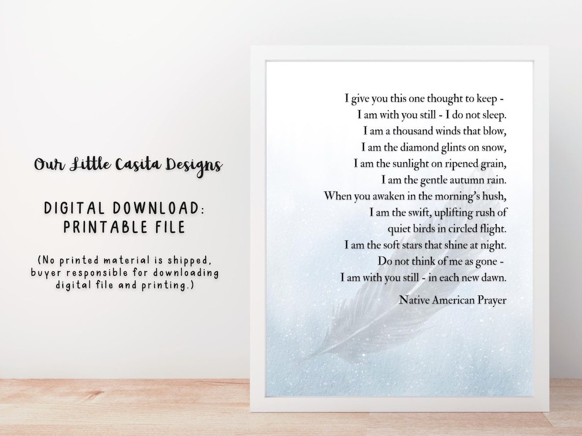 Native American Prayer Poem Print: Sympathy Gift, Grief Remembrance ...
