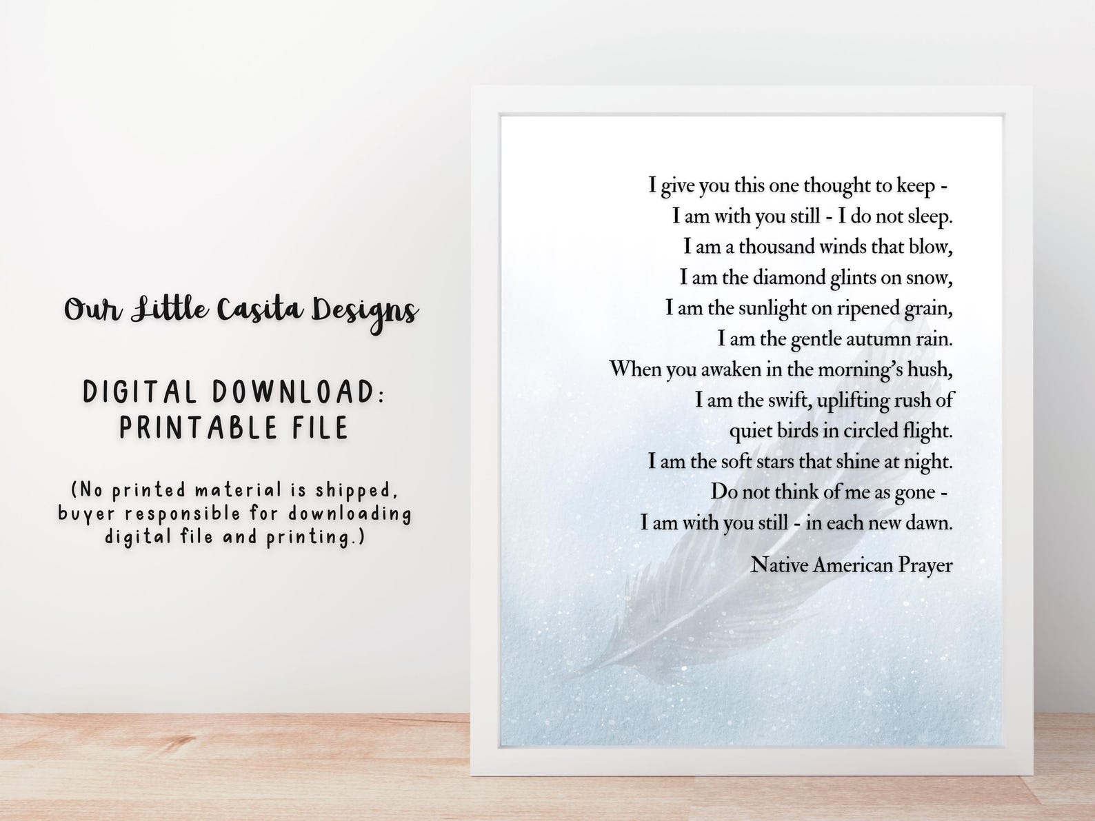 Native American Prayer Poem Print: Sympathy Gift, Grief Remembrance ...