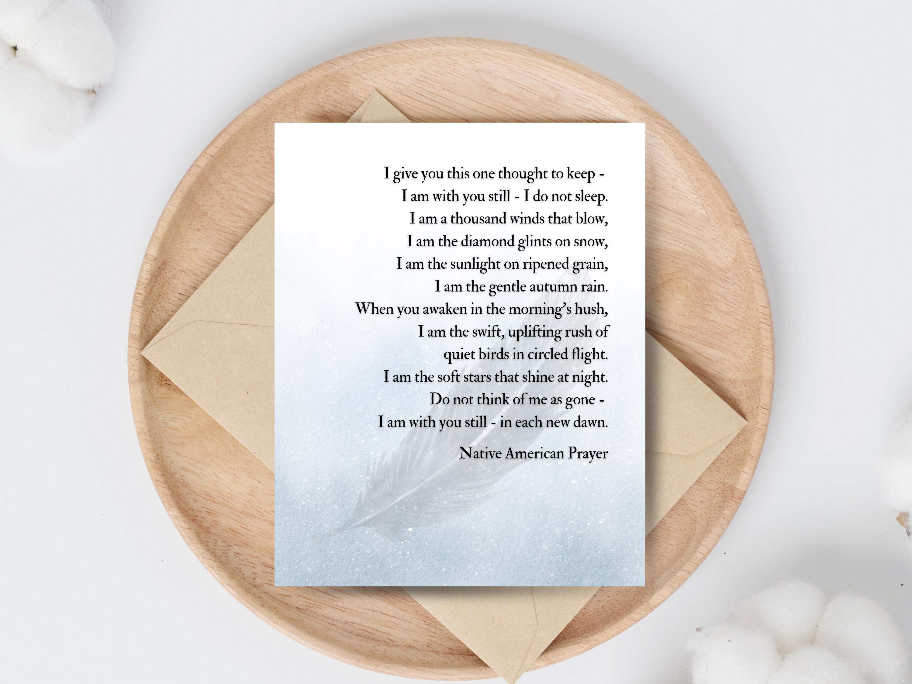 Native American Prayer Poem Print: Sympathy Gift, Grief Remembrance ...