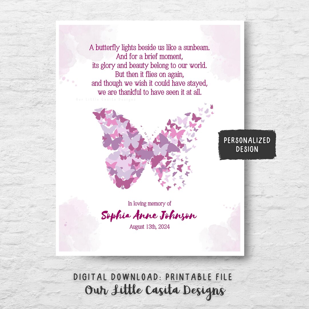 Butterfly Remembrance Print: Baby Loss Stillbirth Sympathy Gift ...