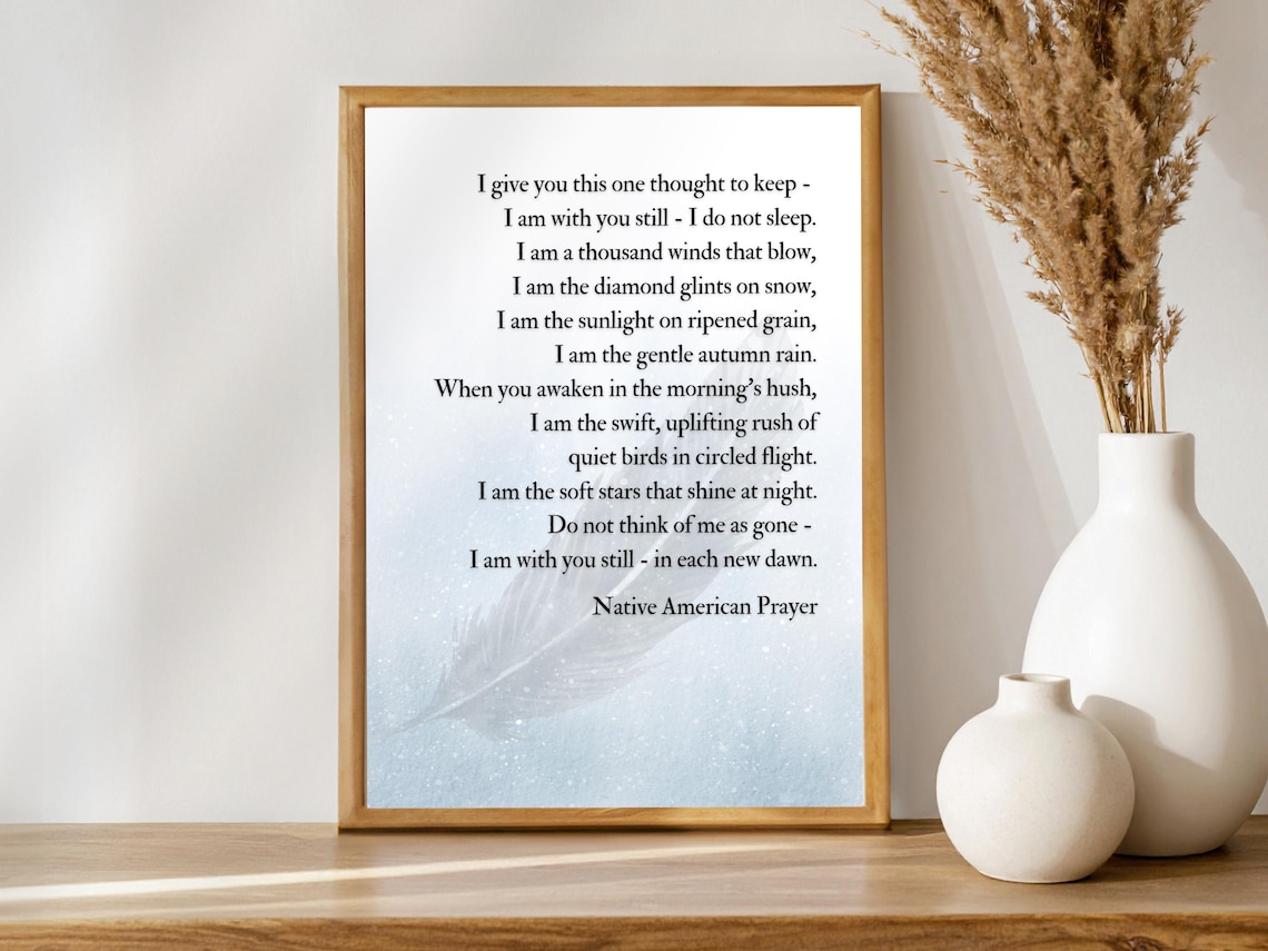 Native American Prayer Poem Print: Sympathy Gift, Grief Remembrance ...