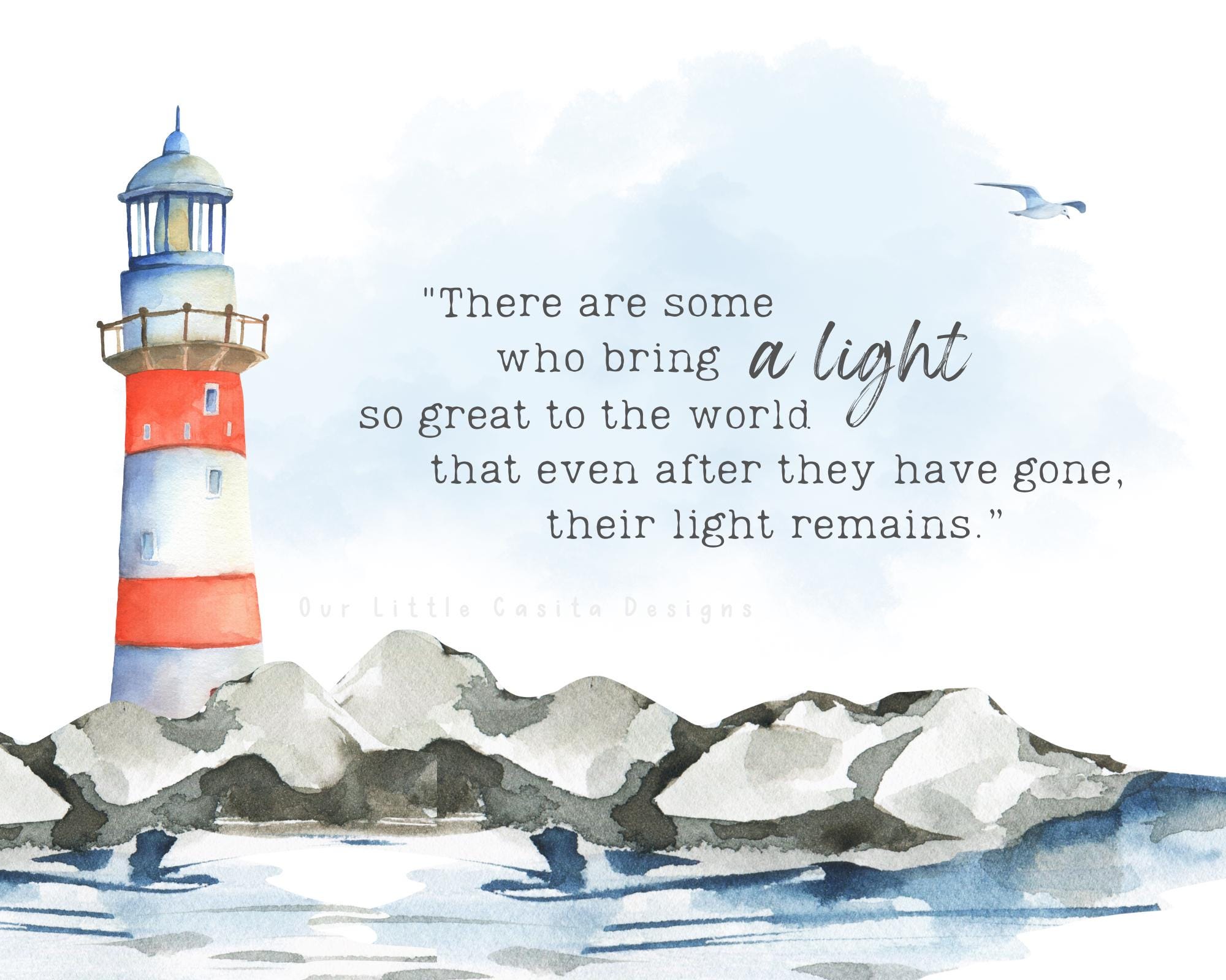 Lighthouse Remembrance Quote Art: Coastal Wall Art, Sympathy Gift ...
